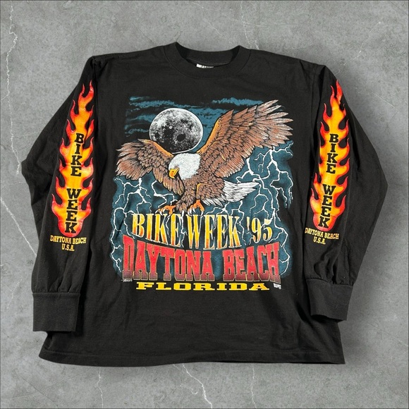Oneida | Shirts | Vintage Bike Week Shirt Men Large Black 9s Flame ...
